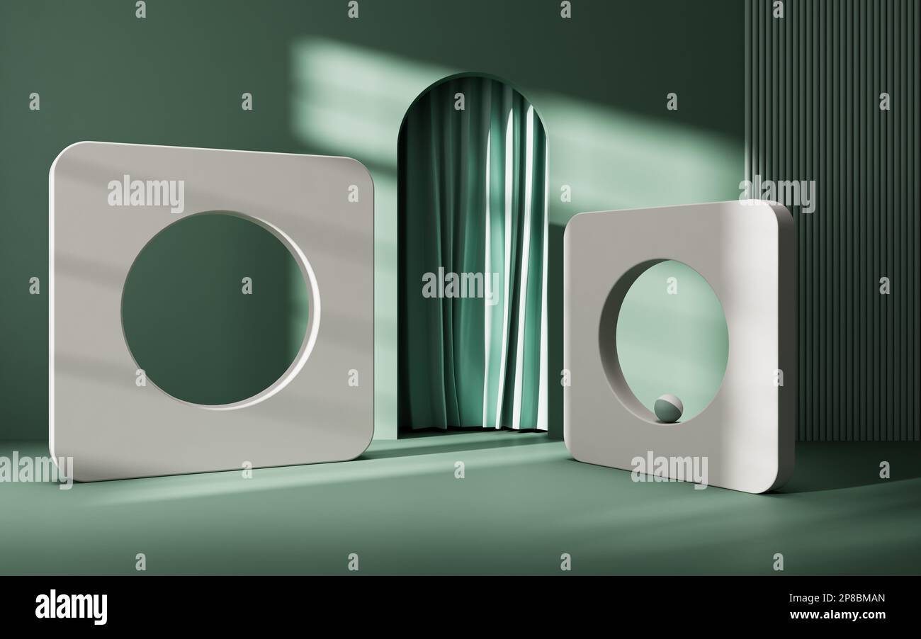 Abstract geometry interior background, 3d rendering. Digital drawing ...