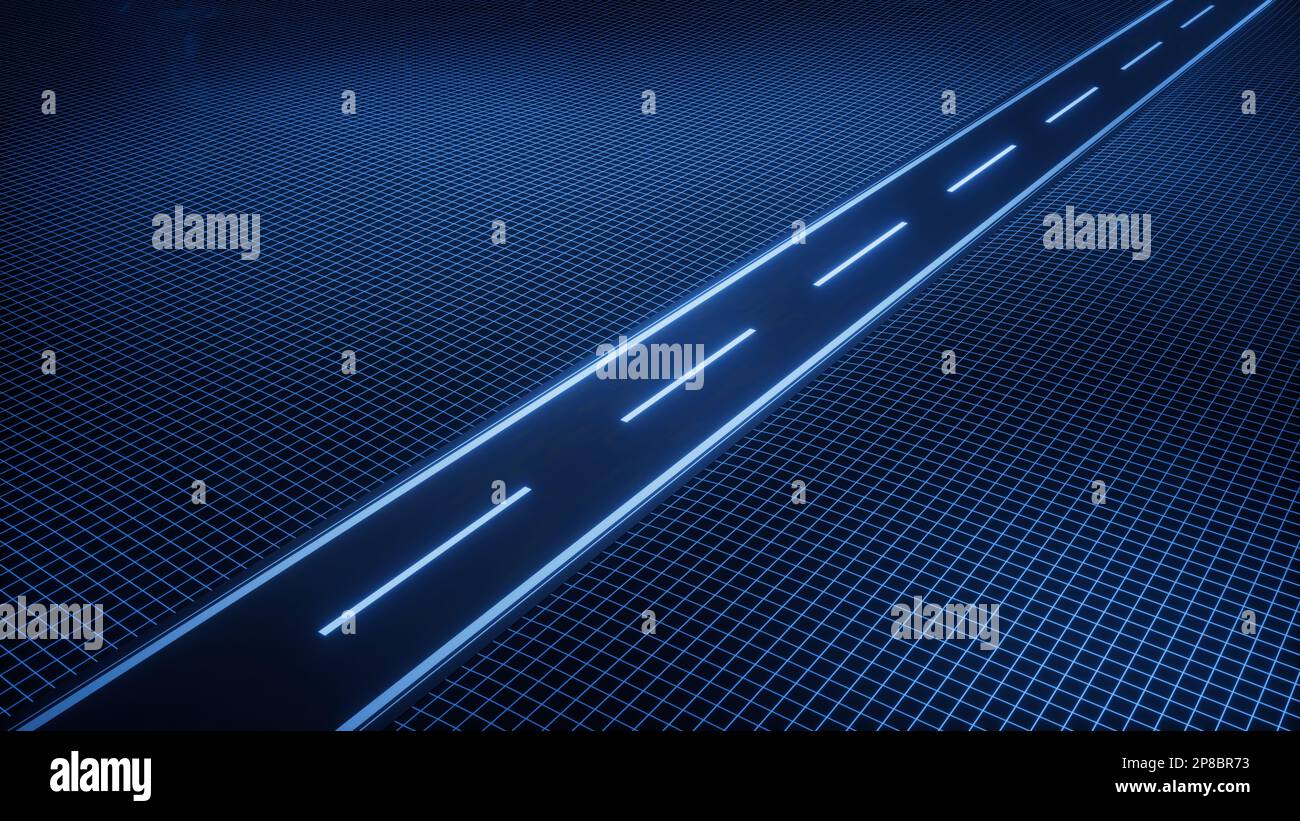 Highway road with digital space background, 3d rendering. Digital ...