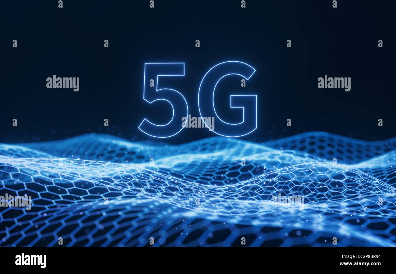 5G concept, science and technology, 3d rendering. Digital drawing Stock ...