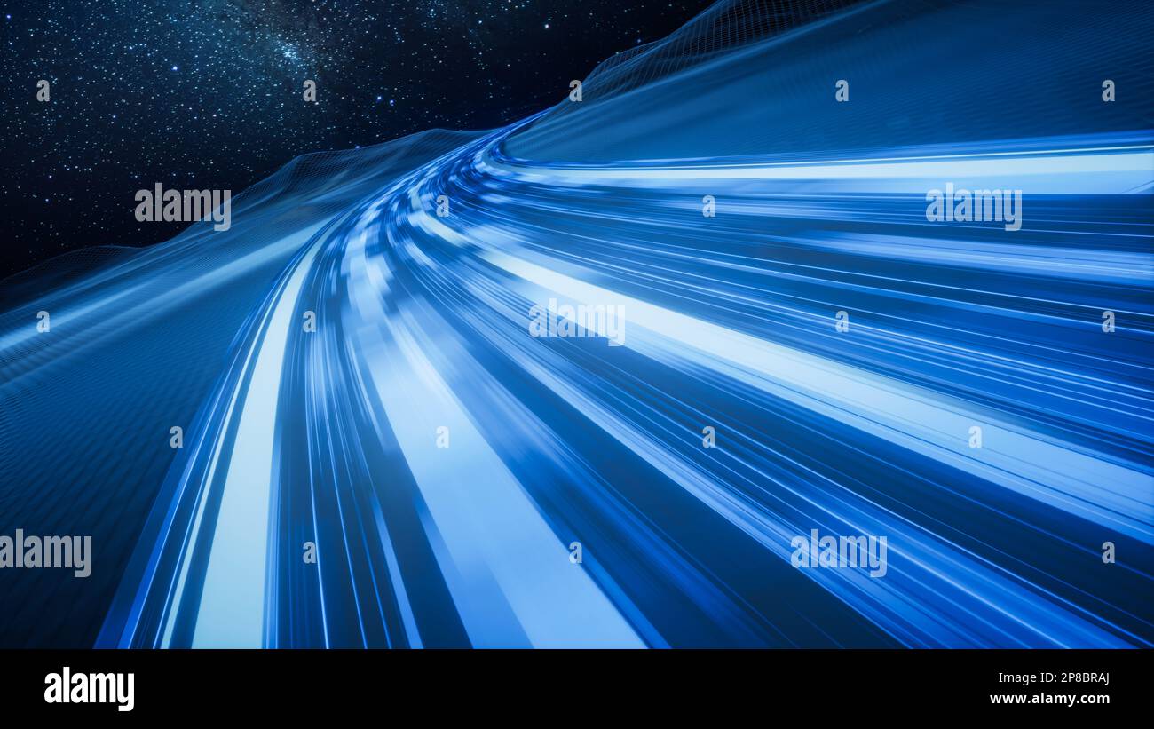 Highway road with digital space background, 3d rendering. Digital ...