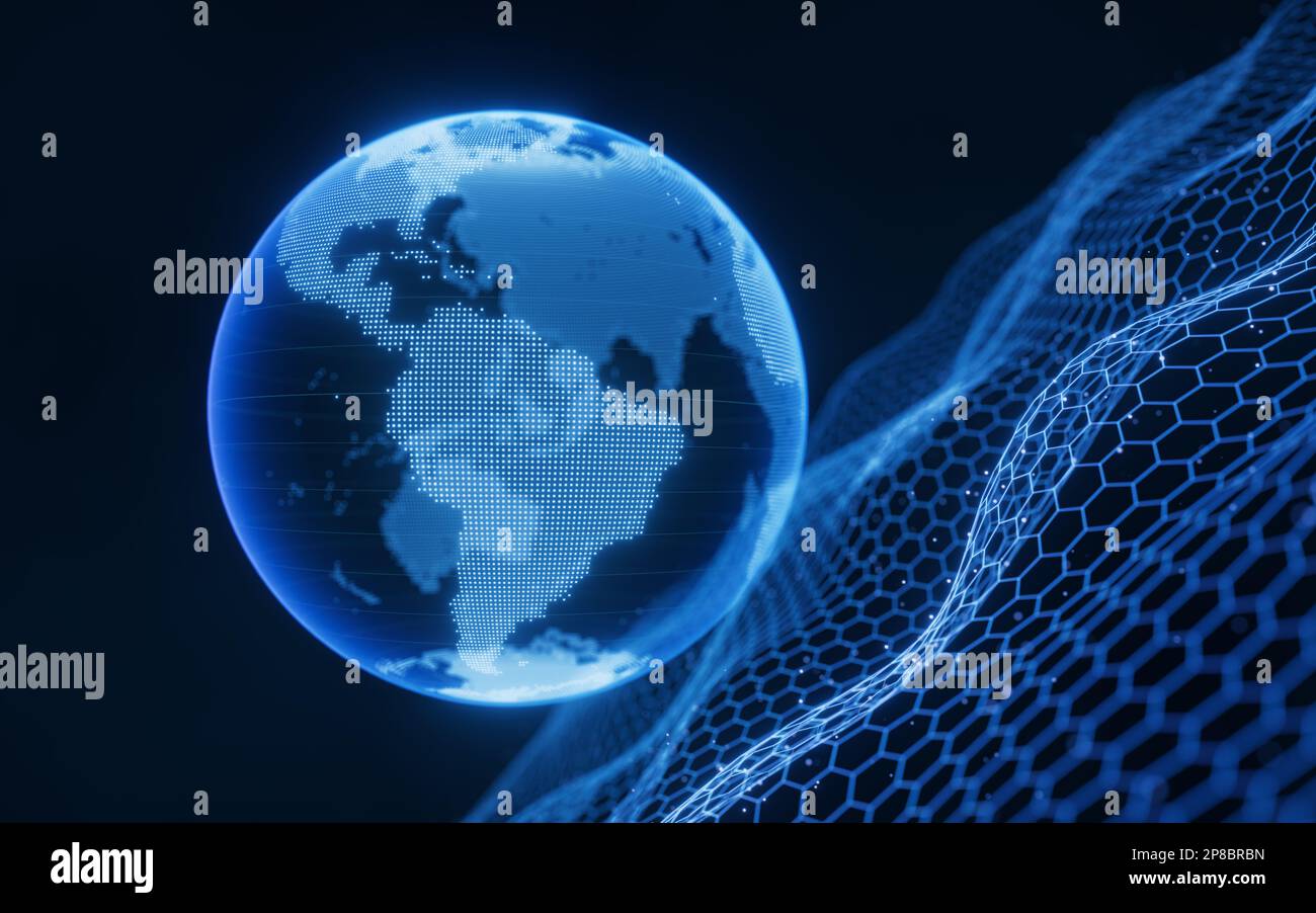Digital earth with cyberspace background, 3d rendering. Digital drawing ...