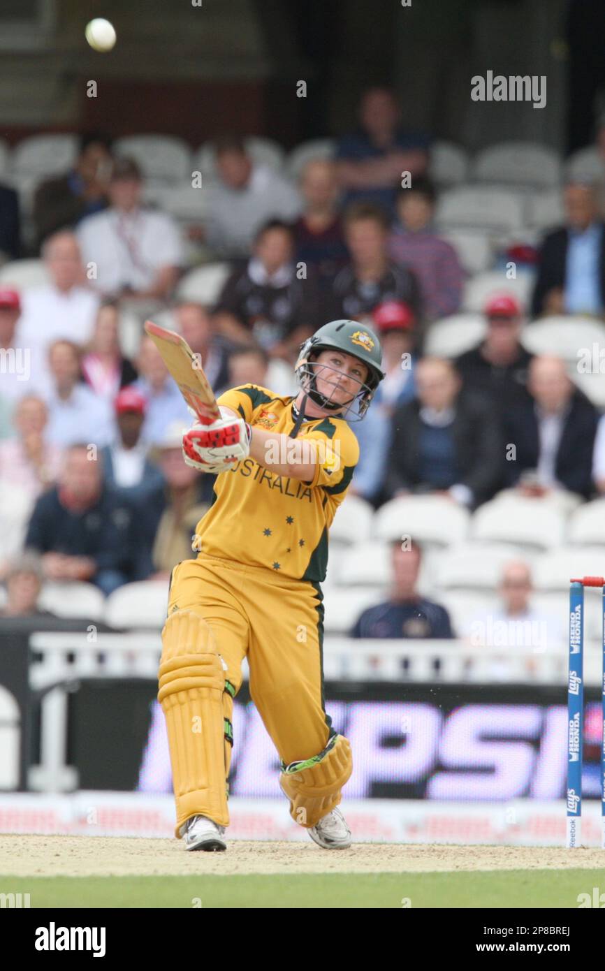 Australia's Karen Rolton hits a ball from England's Jenny Gunn during ...