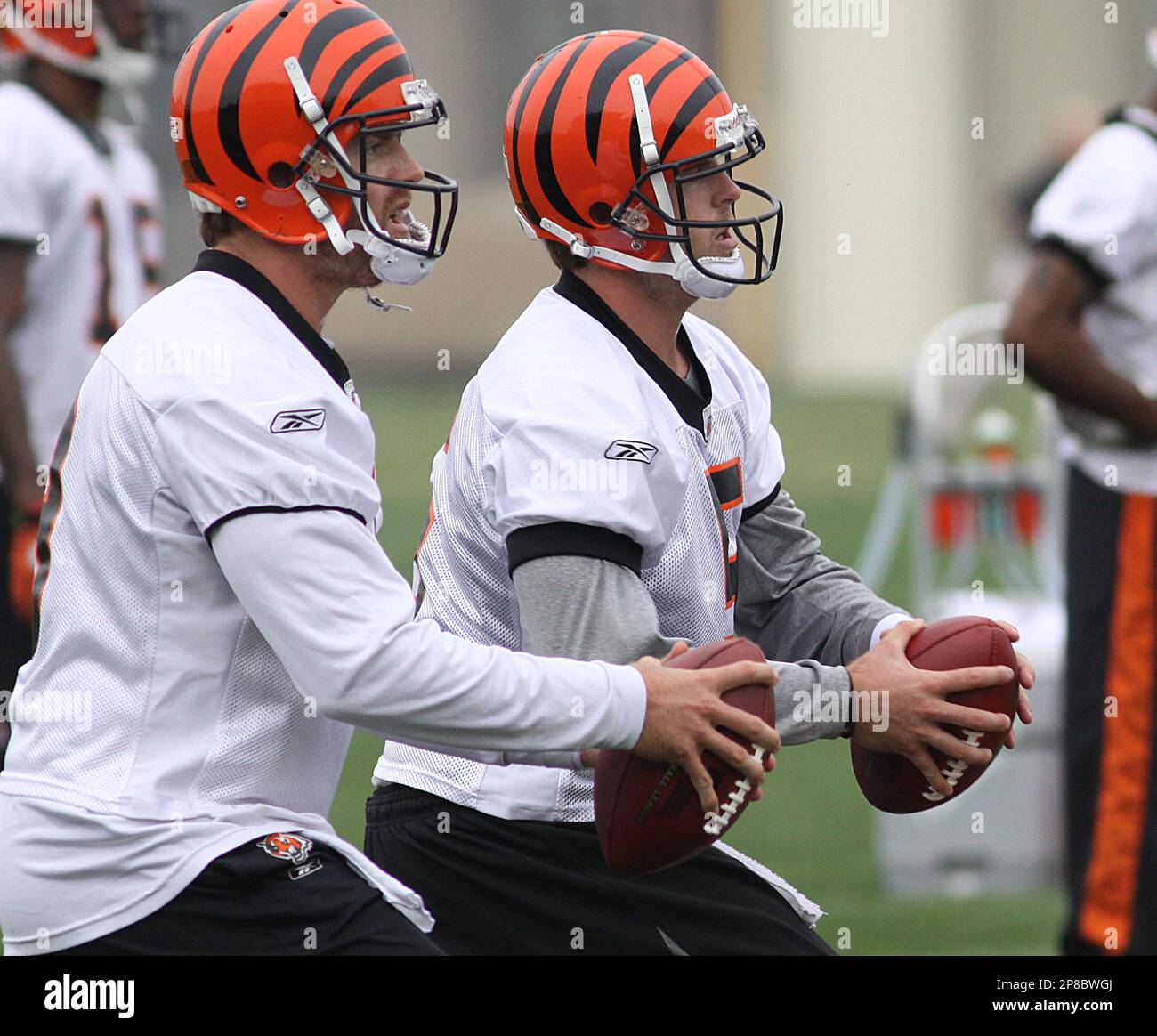 Cincinnati Bengals quarterback Carson Palmer, left, takes a snap during ...