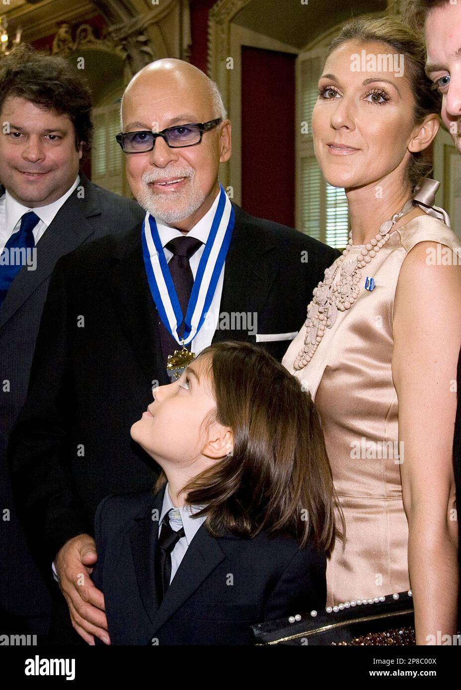 Canadian singer Celine Dion, right, poses with her son Rene-Charles and ...