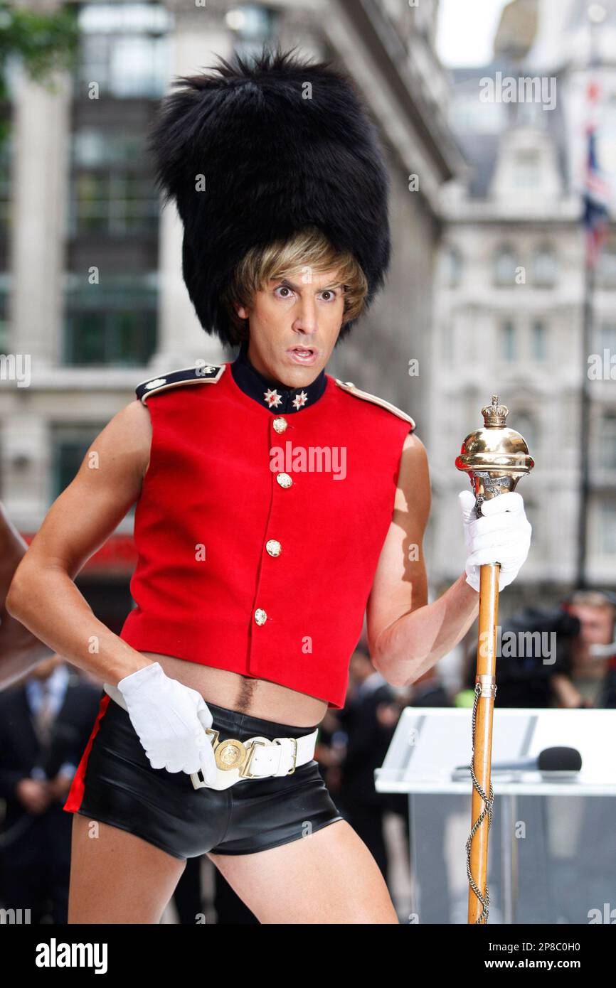 British actor Sacha Baron Cohen, dressed as the character Bruno arrives ...