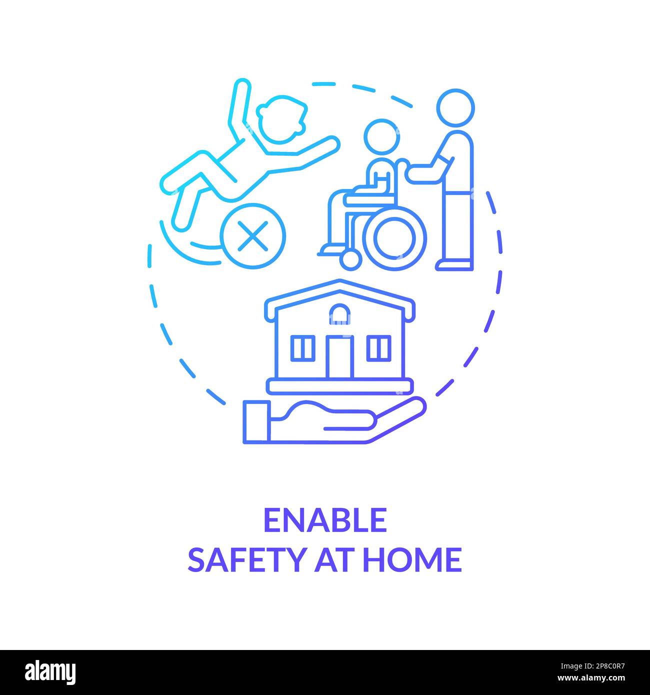 Enable safety at home blue gradient concept icon Stock Vector Image ...