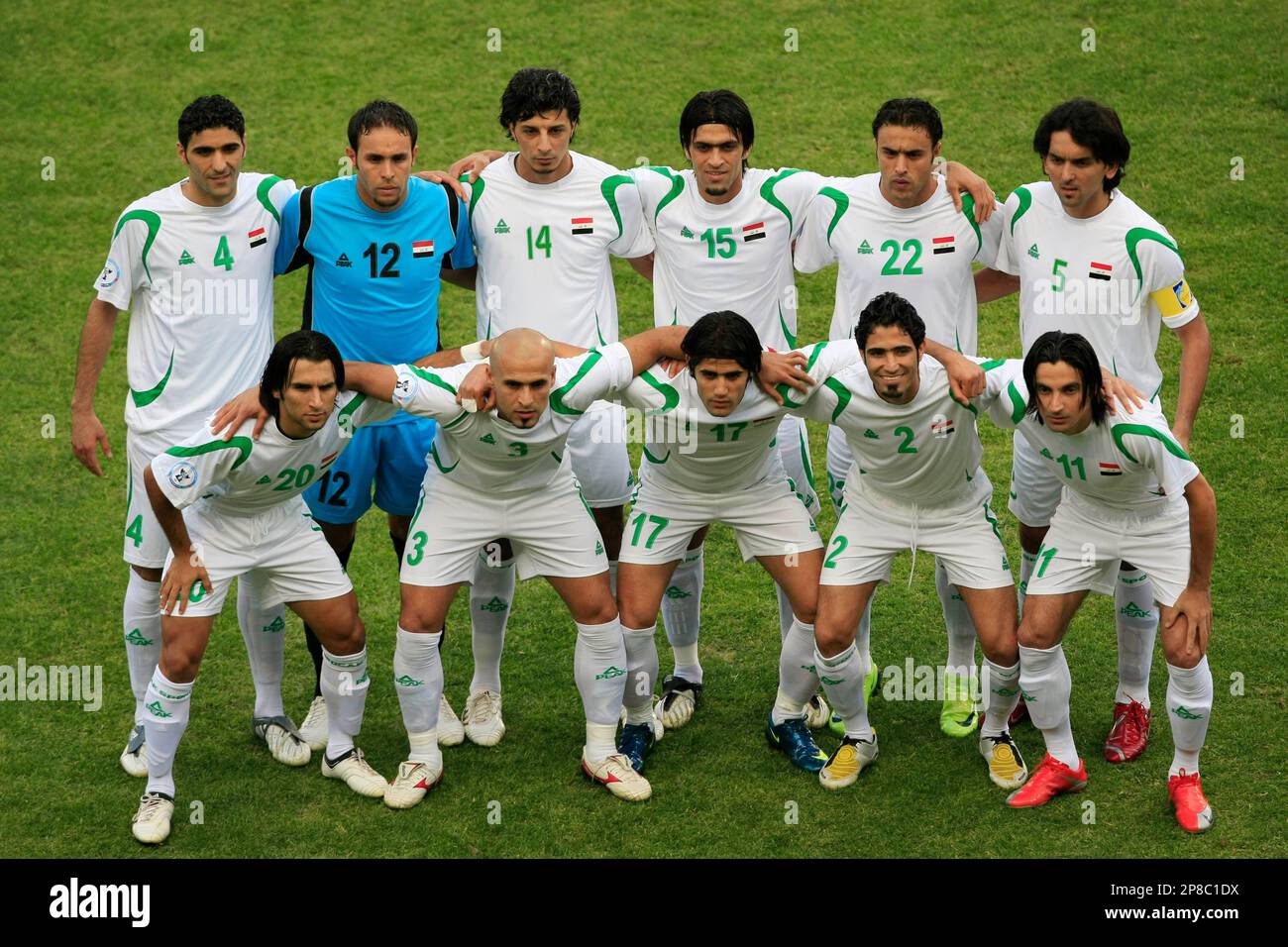 Front row, from left, Iraq's Samer Saeed, Basem Abbas, Alla Abdul Zahra ...