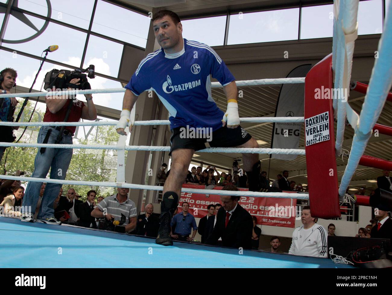 WBA heavyweight champion Ruslan Chagaev enters the ring during a ...