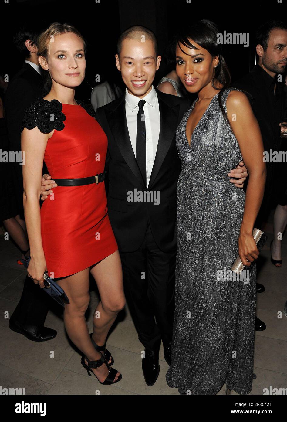 From left, actress Diane Kruger, designer Jason Wu and actress Kerry ...