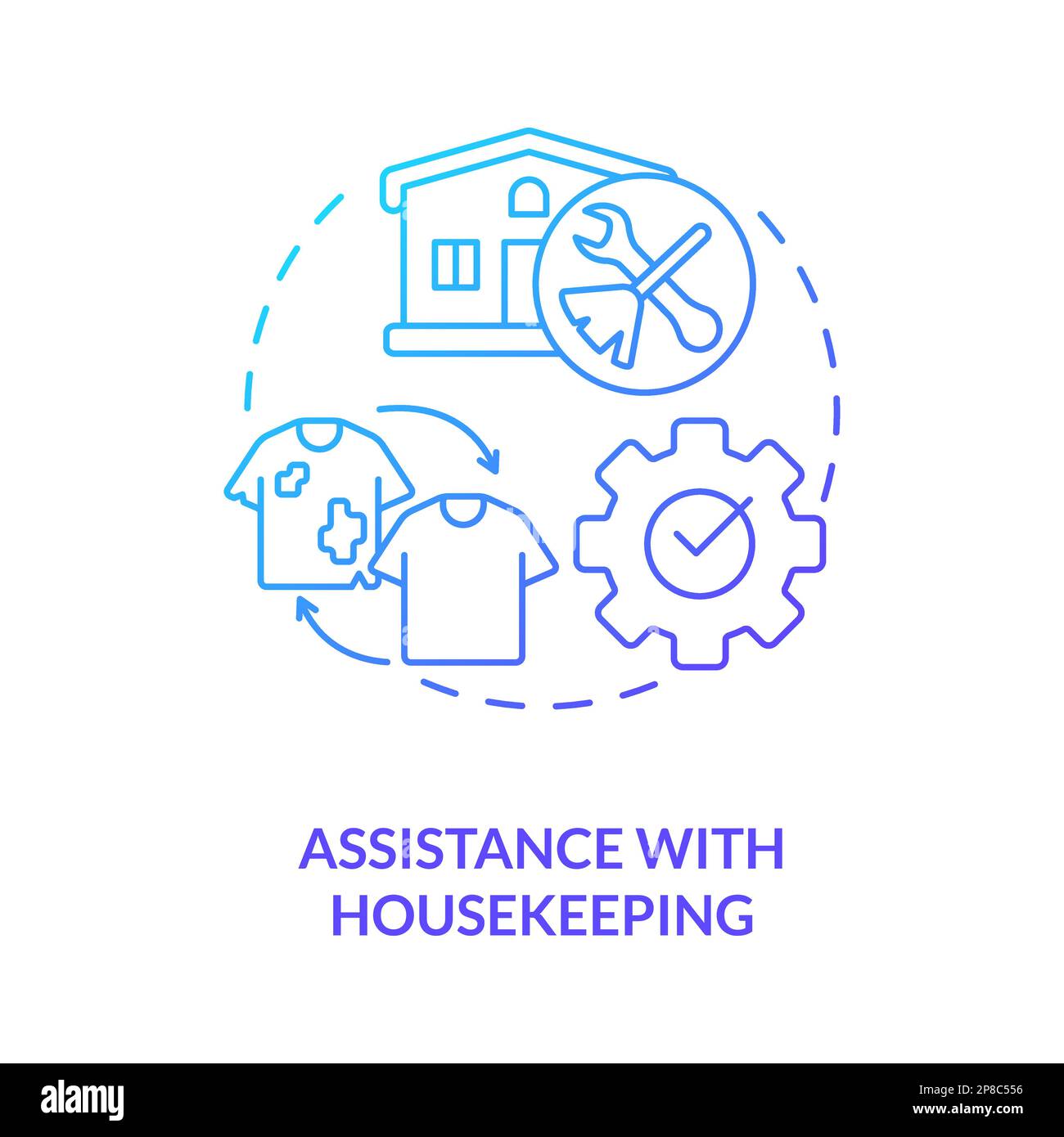 Assistance with housekeeping blue gradient concept icon Stock Vector ...