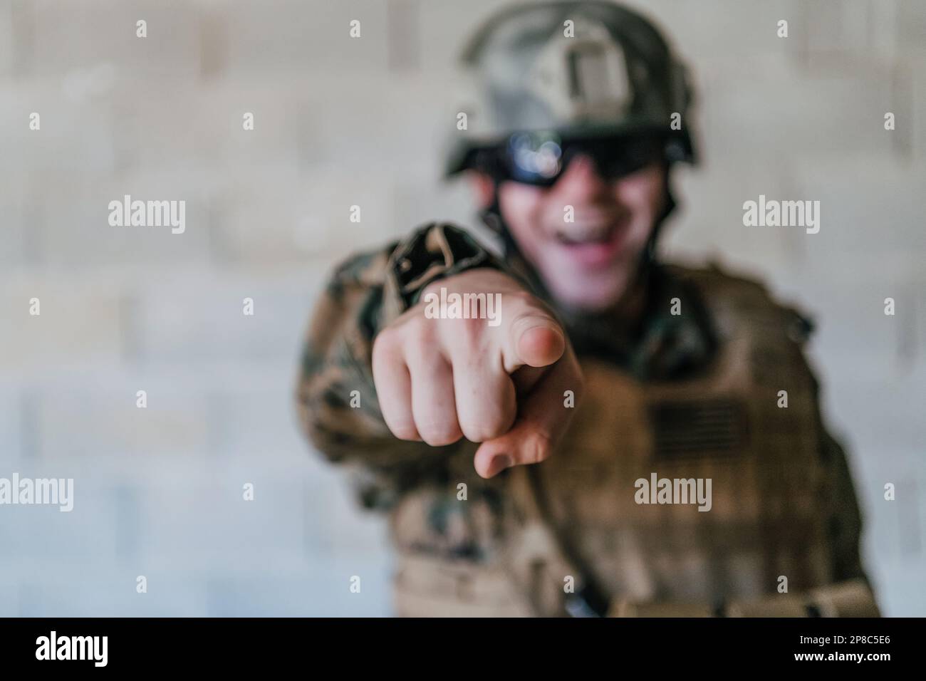 I choose you. A soldier with an outstretched hand towards the camera ...