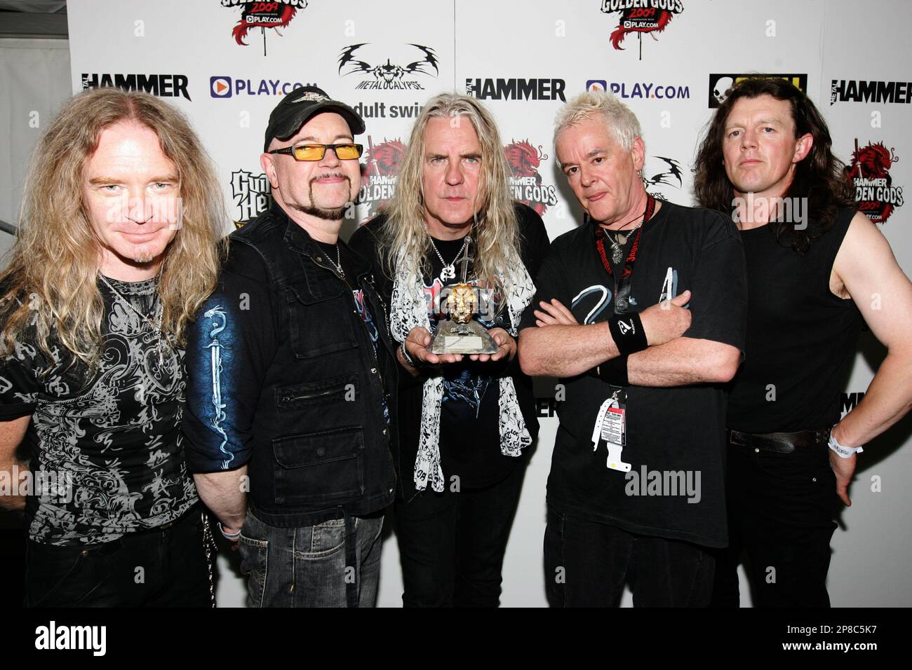 British band Saxon, from left Doug Scarratt, Paul Quinn, Bill Byford ...