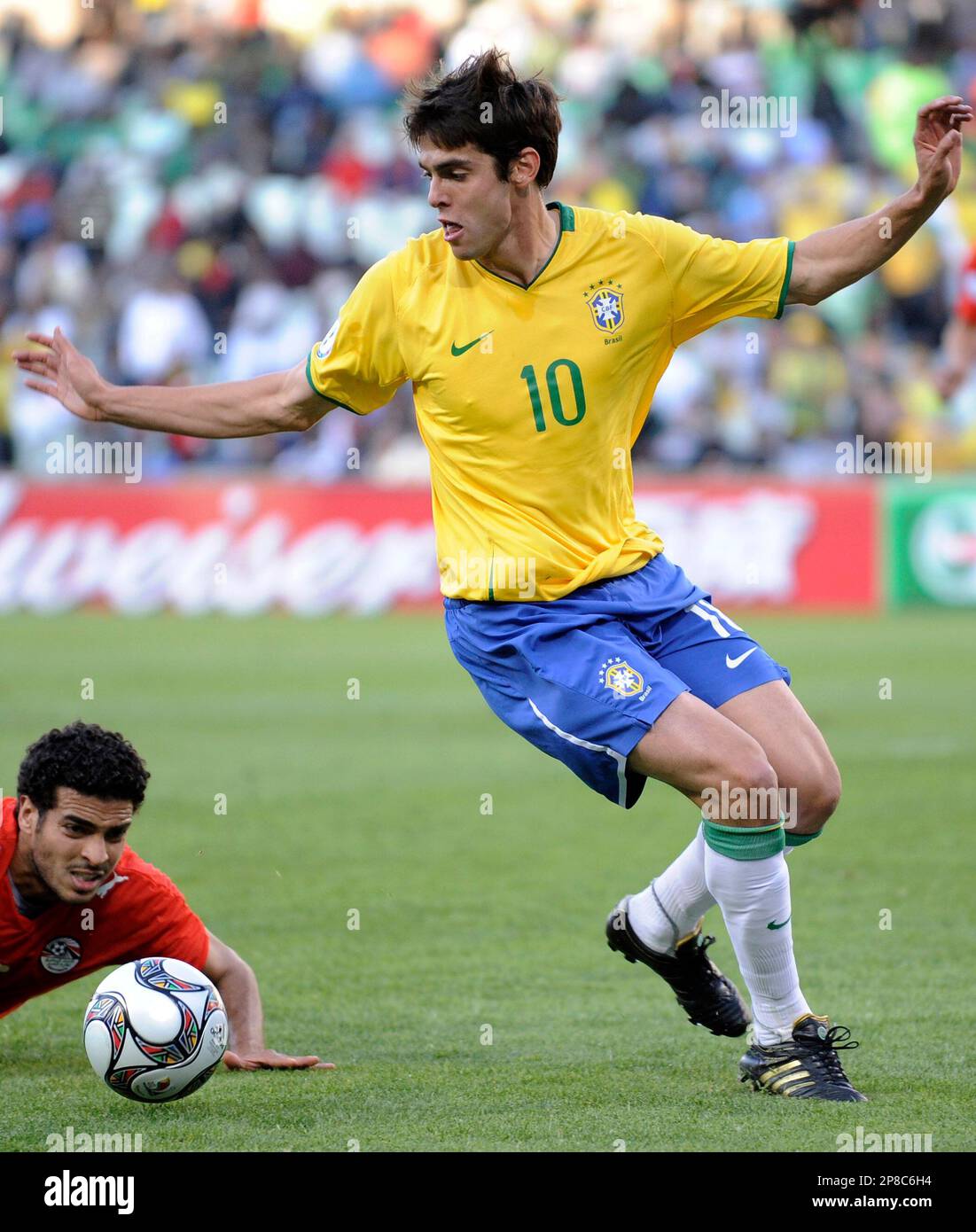Brazil's Kaka, right, vies for the ball with Egypt's Hani Said during ...
