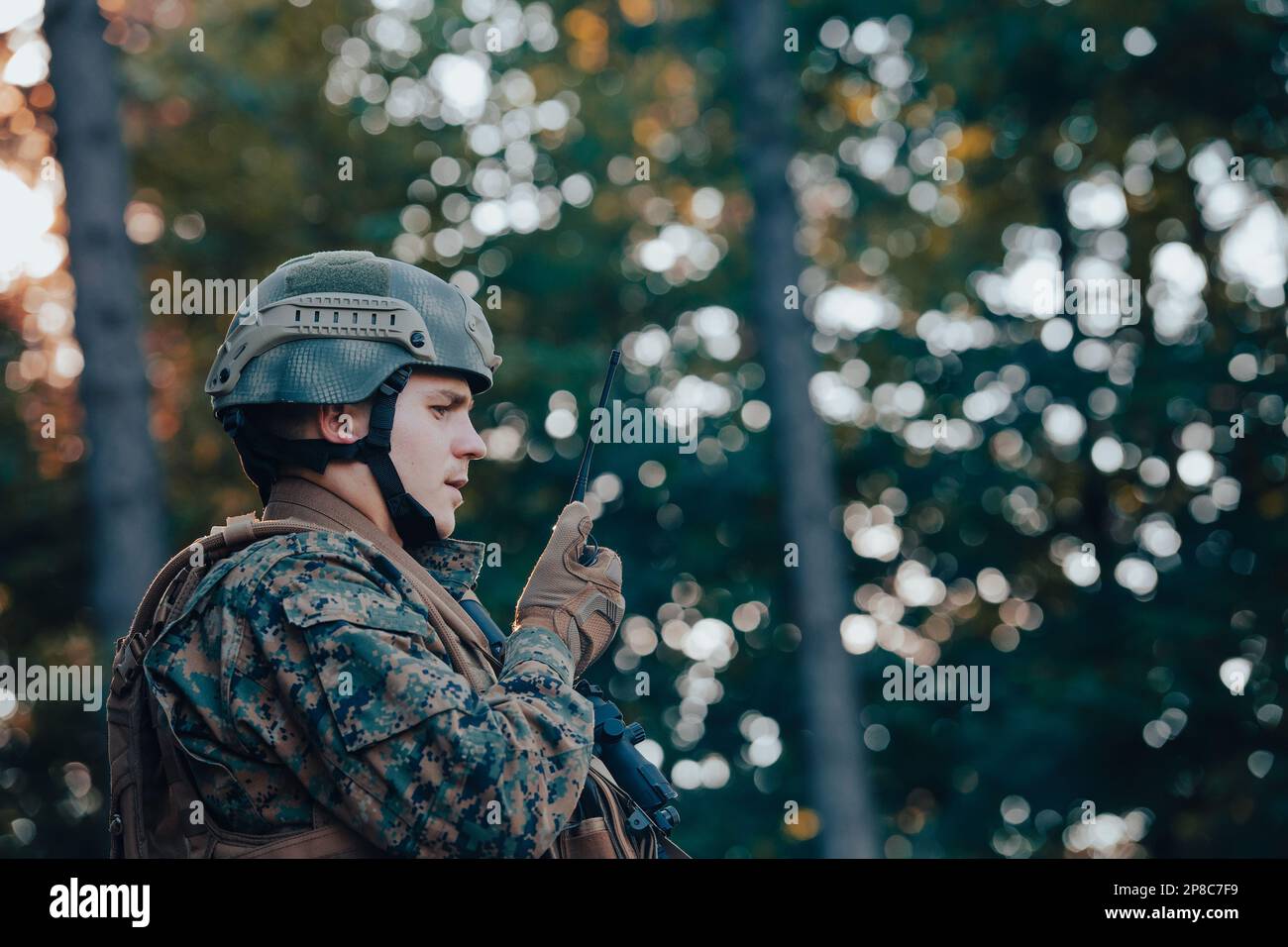 Modern Warfare Soldier Commander Officer Talking Portable Radio Station ...