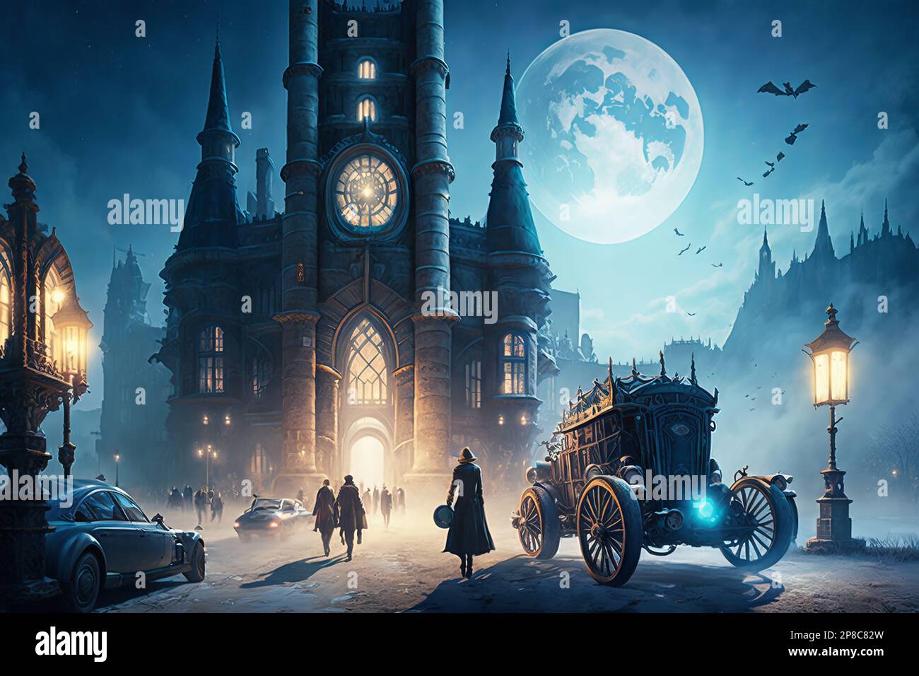 Prague in the full moon night hi-res stock photography and images - Alamy