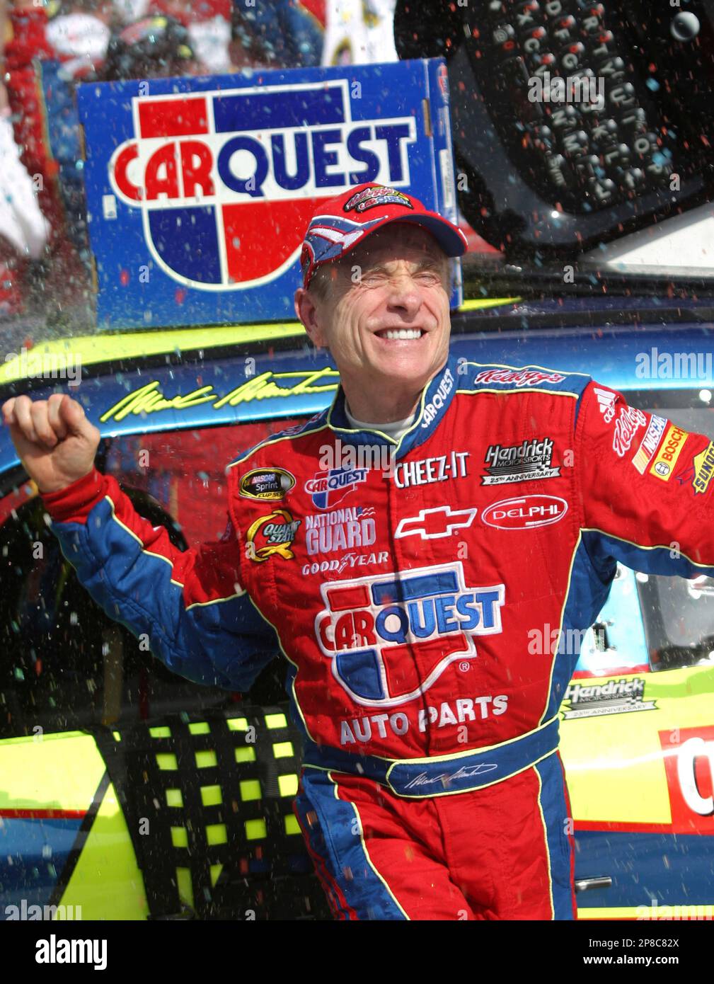 Mark Martin celebrates his victory in the NASCAR LifeLock 400 auto race ...