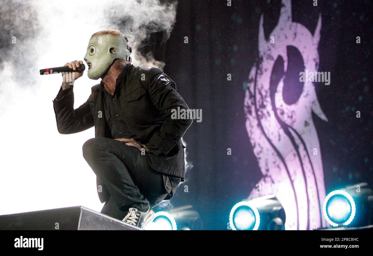 Corey Taylor, singer of the US metal band Slipknot, performs on stage ...