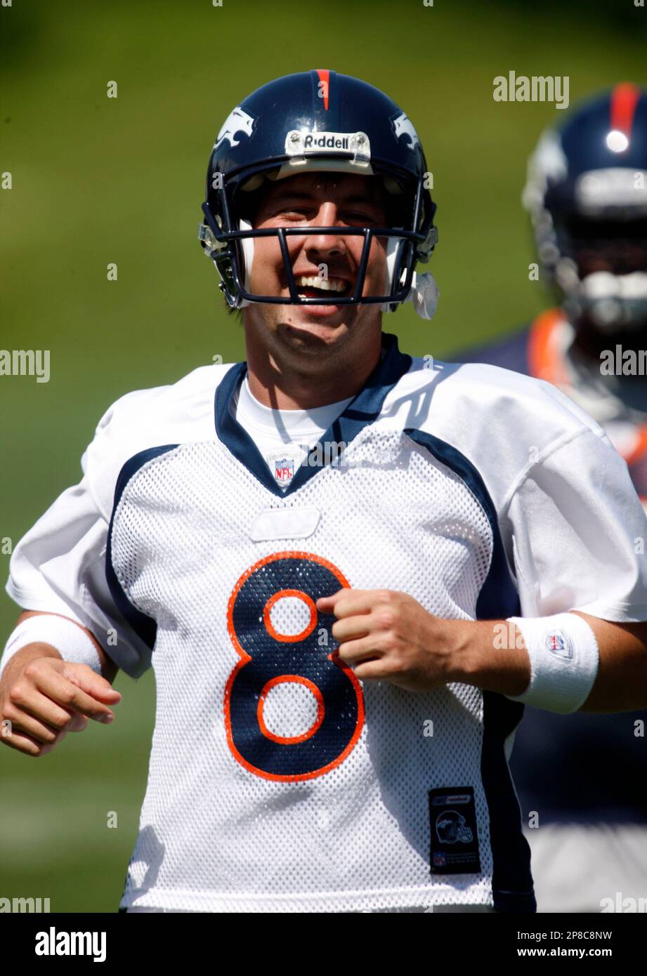 Denver Broncos quarterback Kyle Orton takes part in drills during the ...