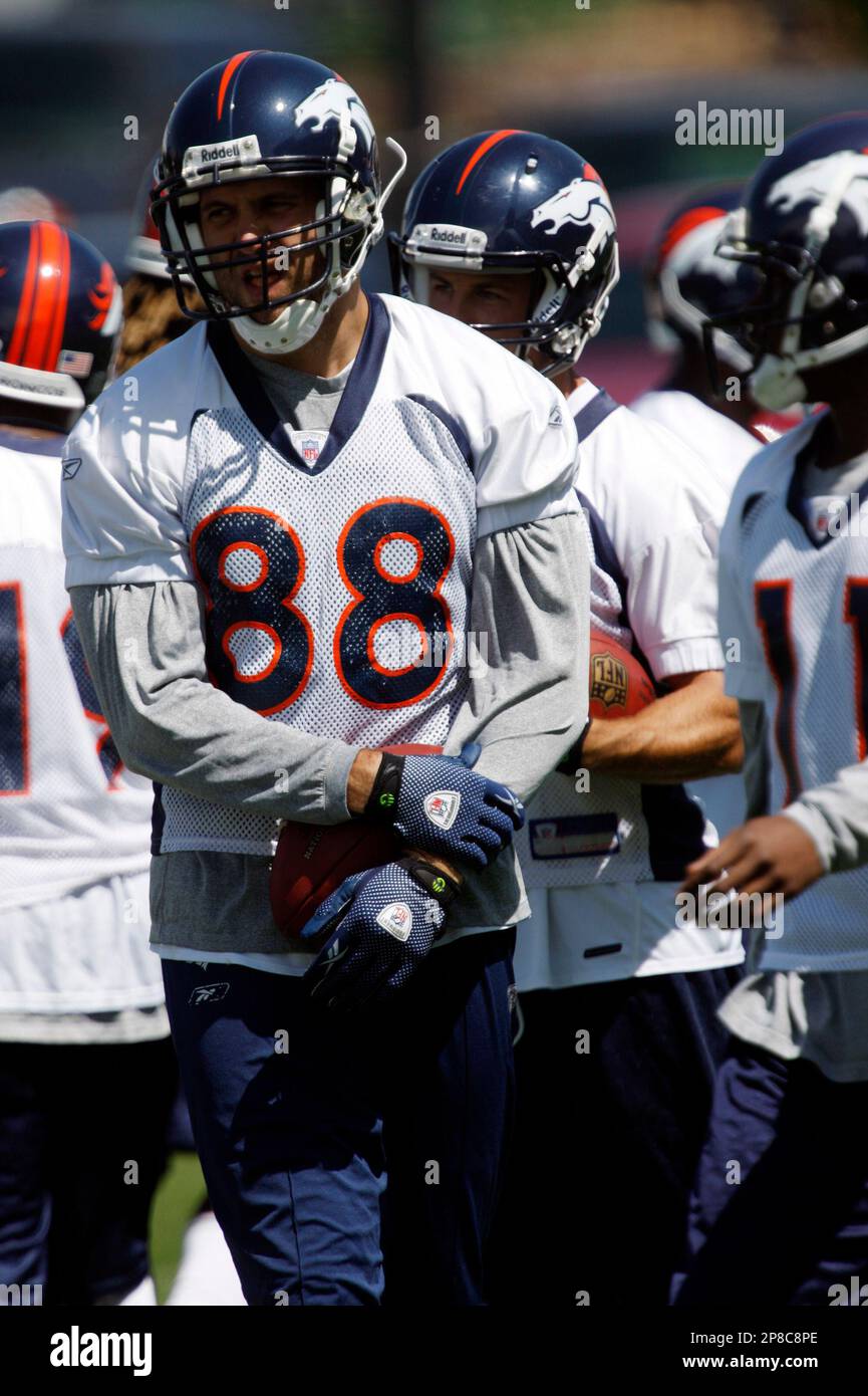 Denver Broncos tight end Tony Scheffler takes part in drills during the ...