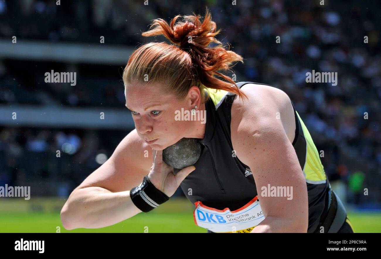 Nadine Kleinert of Germany during the Women's Shot Put of the ISTAF ...