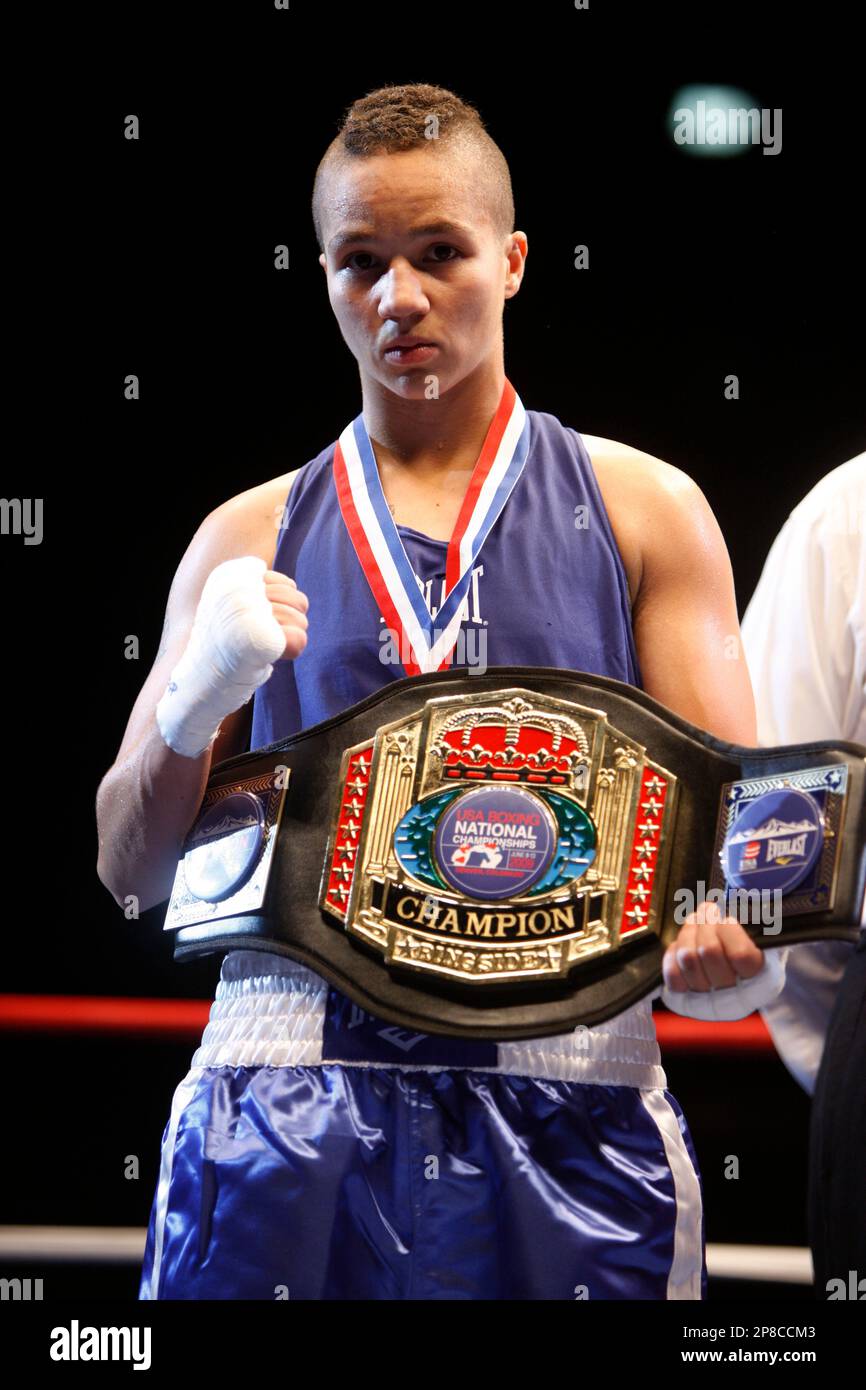 Patricia Manuel holds her title belt after defeating Tiara Brown during ...
