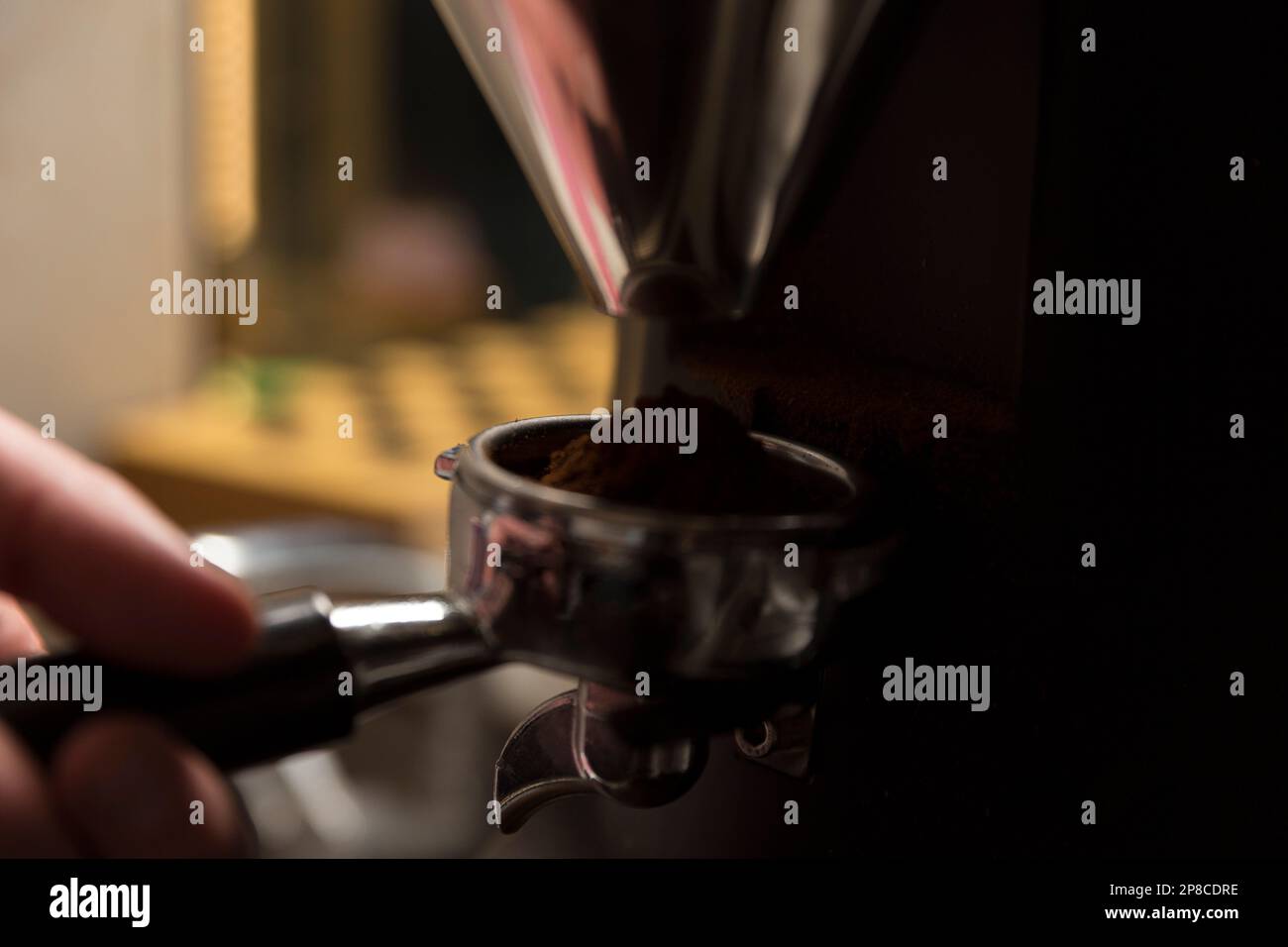 Coffee machine. The process of making coffee. Coffee beans. Cup of ...