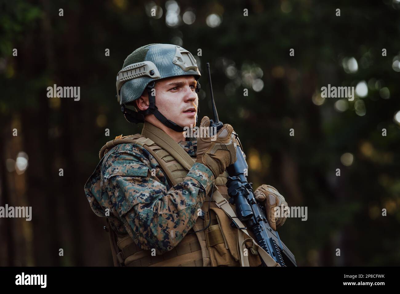 Modern Warfare Soldier Commander Officer Talking Portable Radio Station ...