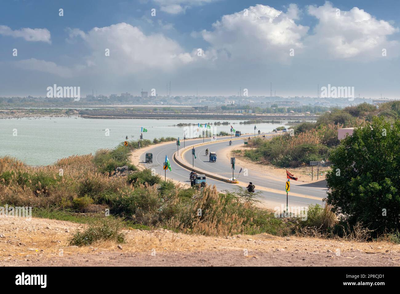 Beautiful Aerial view of Thatta Road from Makli Graveyard Stock Photo ...
