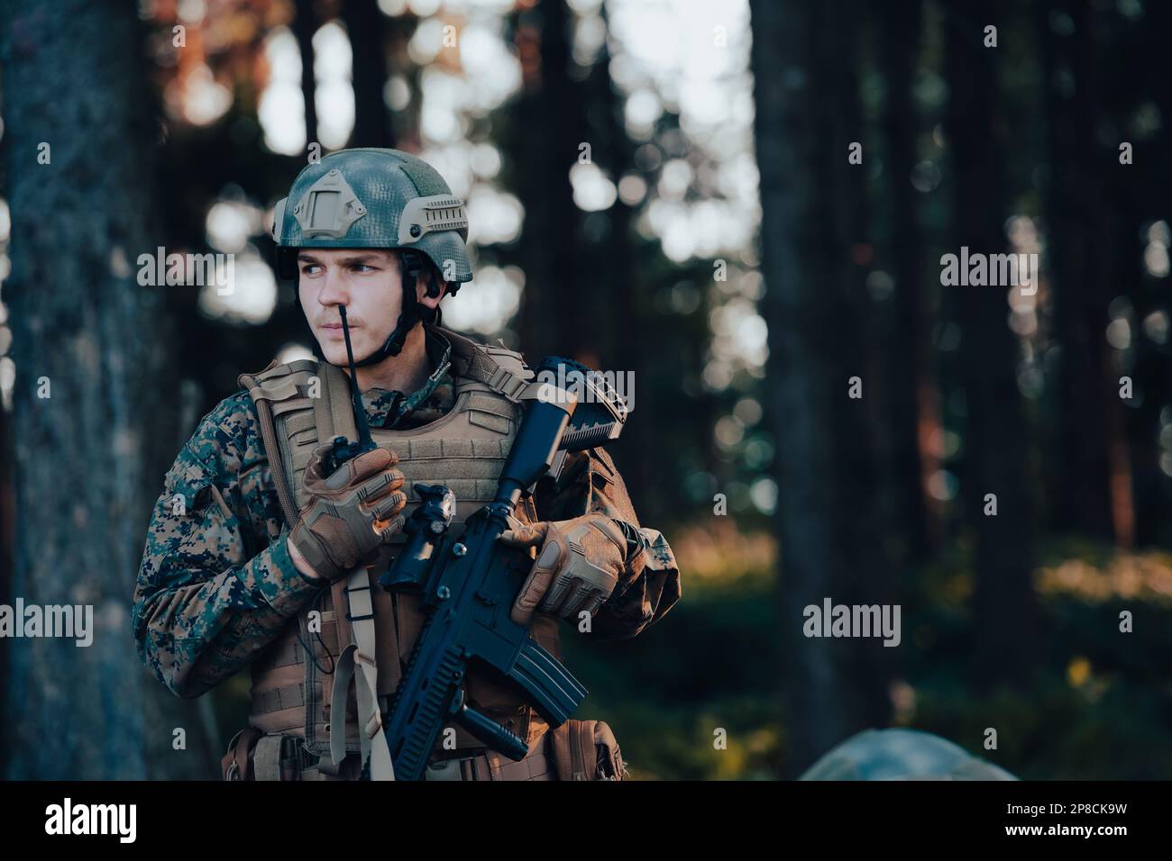 Modern Warfare Soldier Commander Officer Talking Portable Radio Station ...