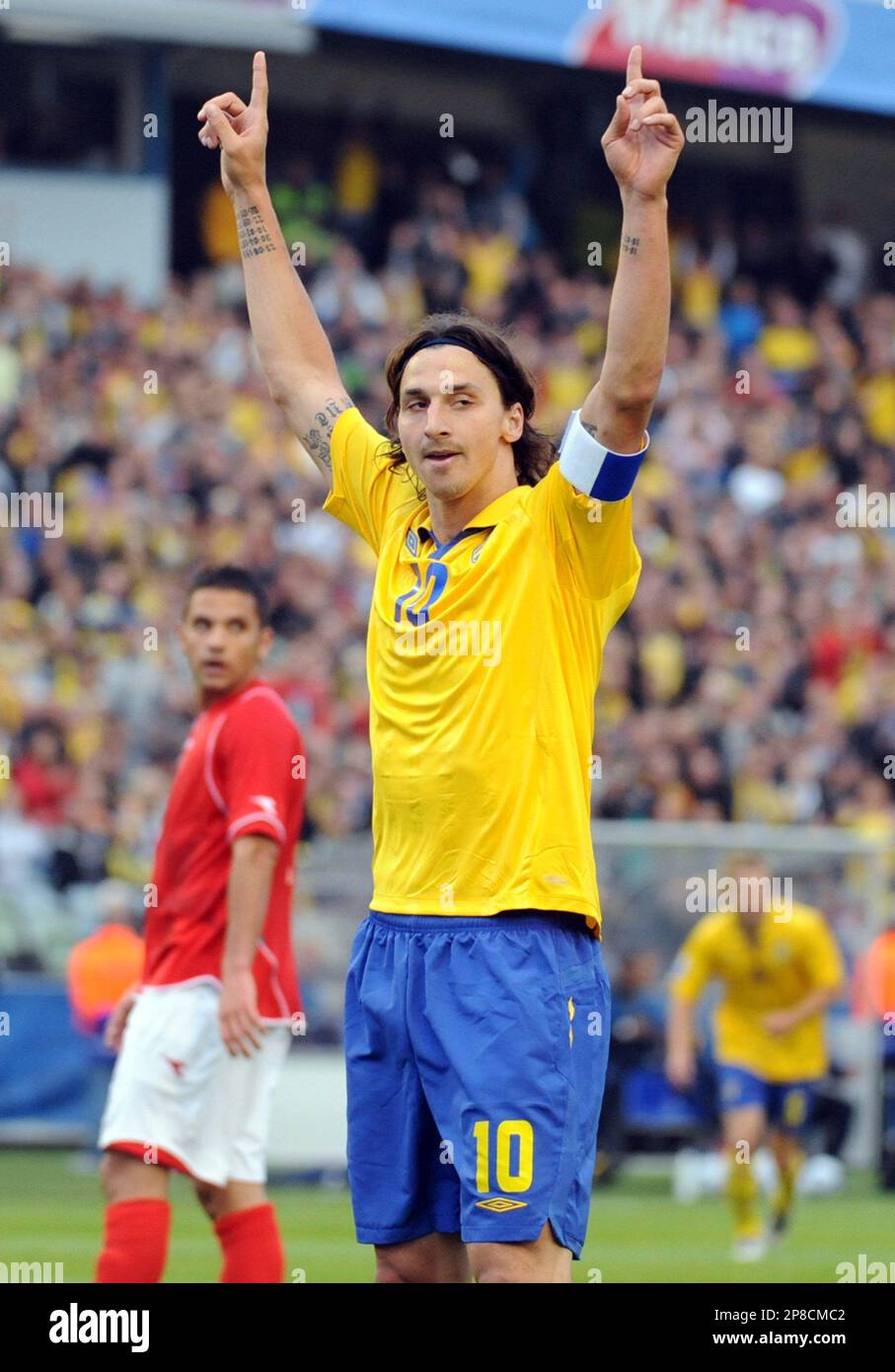 Sweden's Zlatan Ibrahimovic celebrates scoring against Malta in their ...