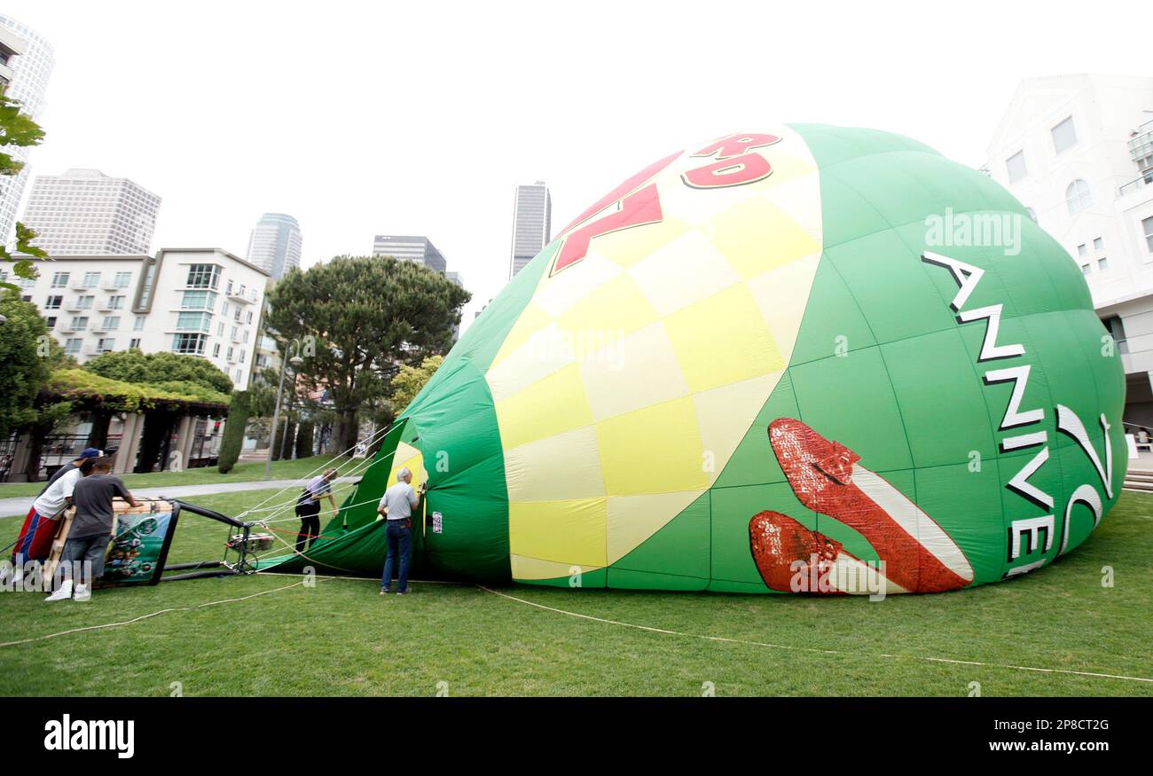 A hot air ballon is inflated at "The Wizard of Oz" Exhibition Opening ...