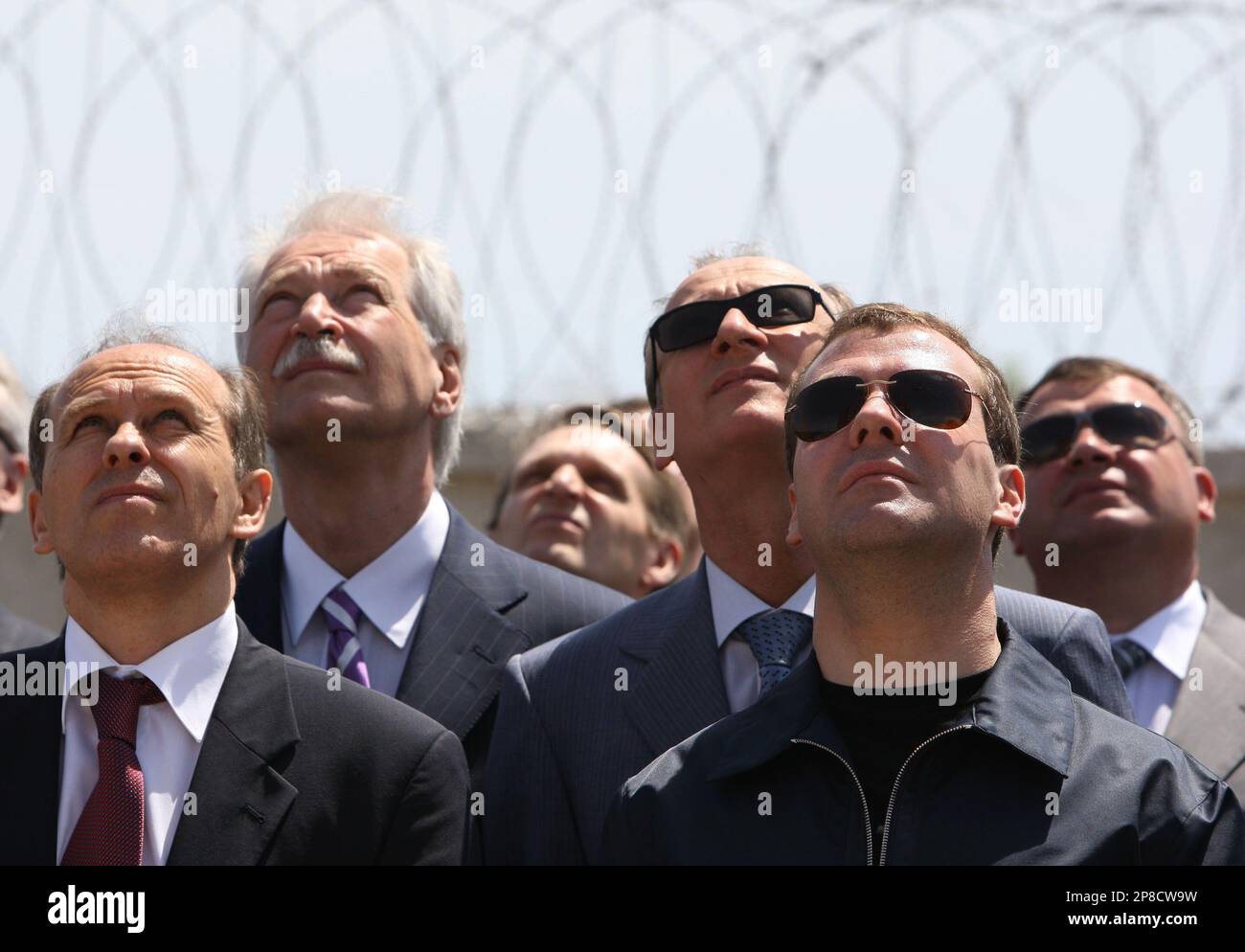 Russian President Dmitry Medvedev, right front, seen in a special ...