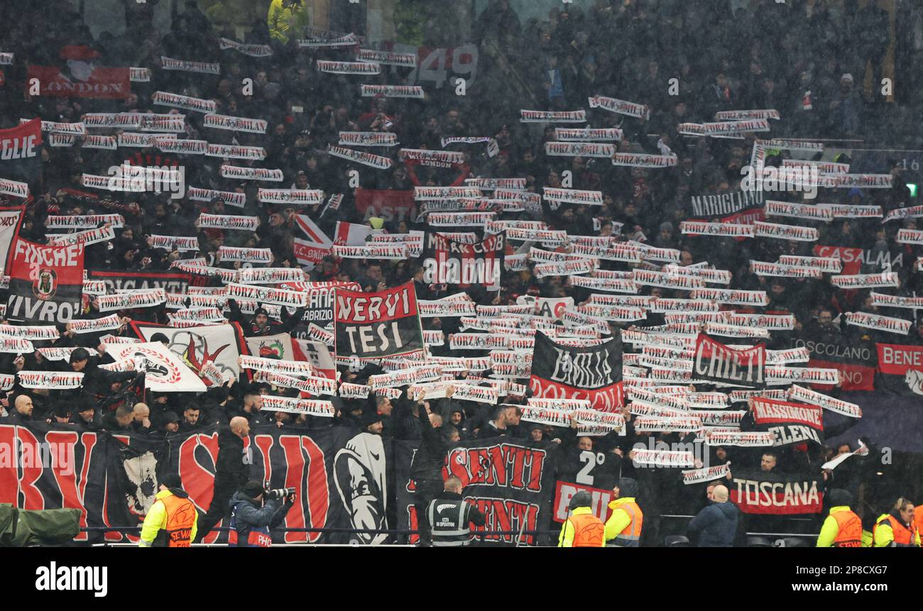 AC Milan Fans before kick off during the UEFA Champion League Round of ...