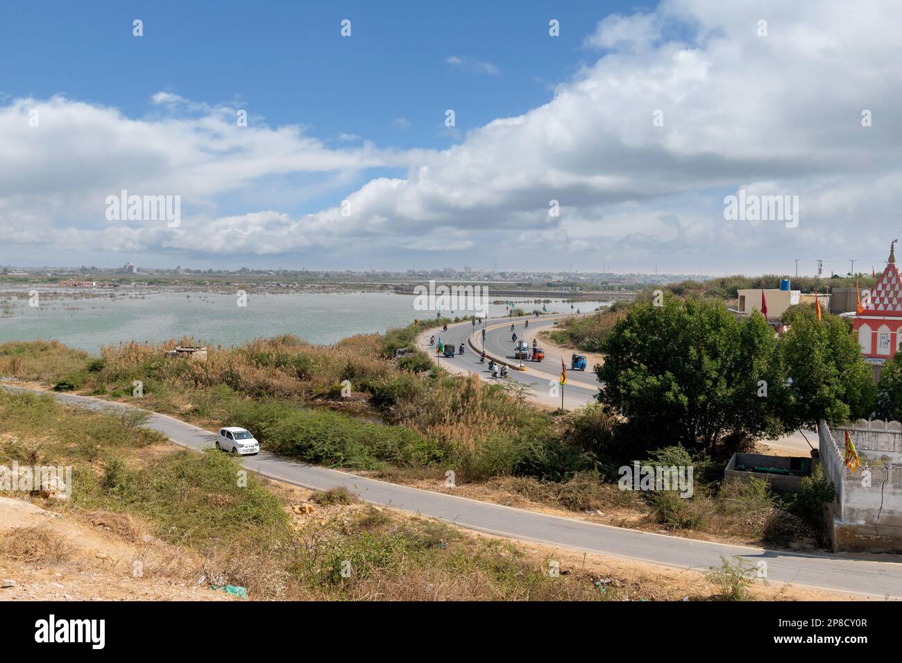 Beautiful Aerial view of Thatta Road from Makli Graveyard Stock Photo ...