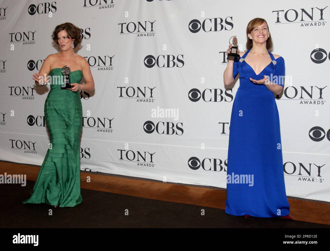 Alice Ripley, right, holds her trophy for Best Performance by a Leading ...