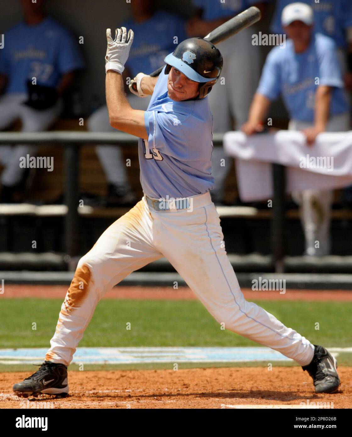 North Carolina's Dustin Ackley (13) hits a three-run home run during an ...