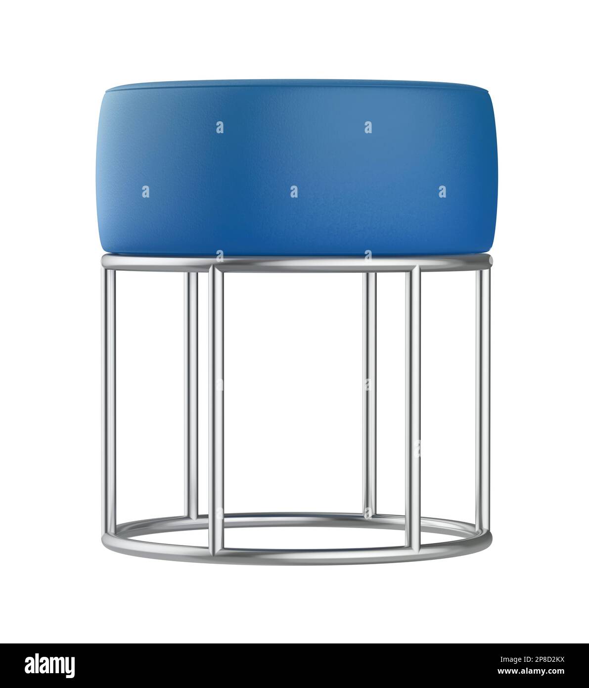 Blue leather stool isolated on white background Stock Photo - Alamy