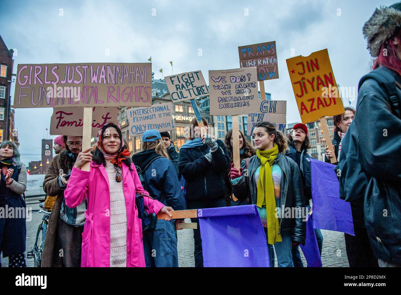 Amsterdam, Netherlands. 08th Mar, 2023. Female demonstrators hold ...