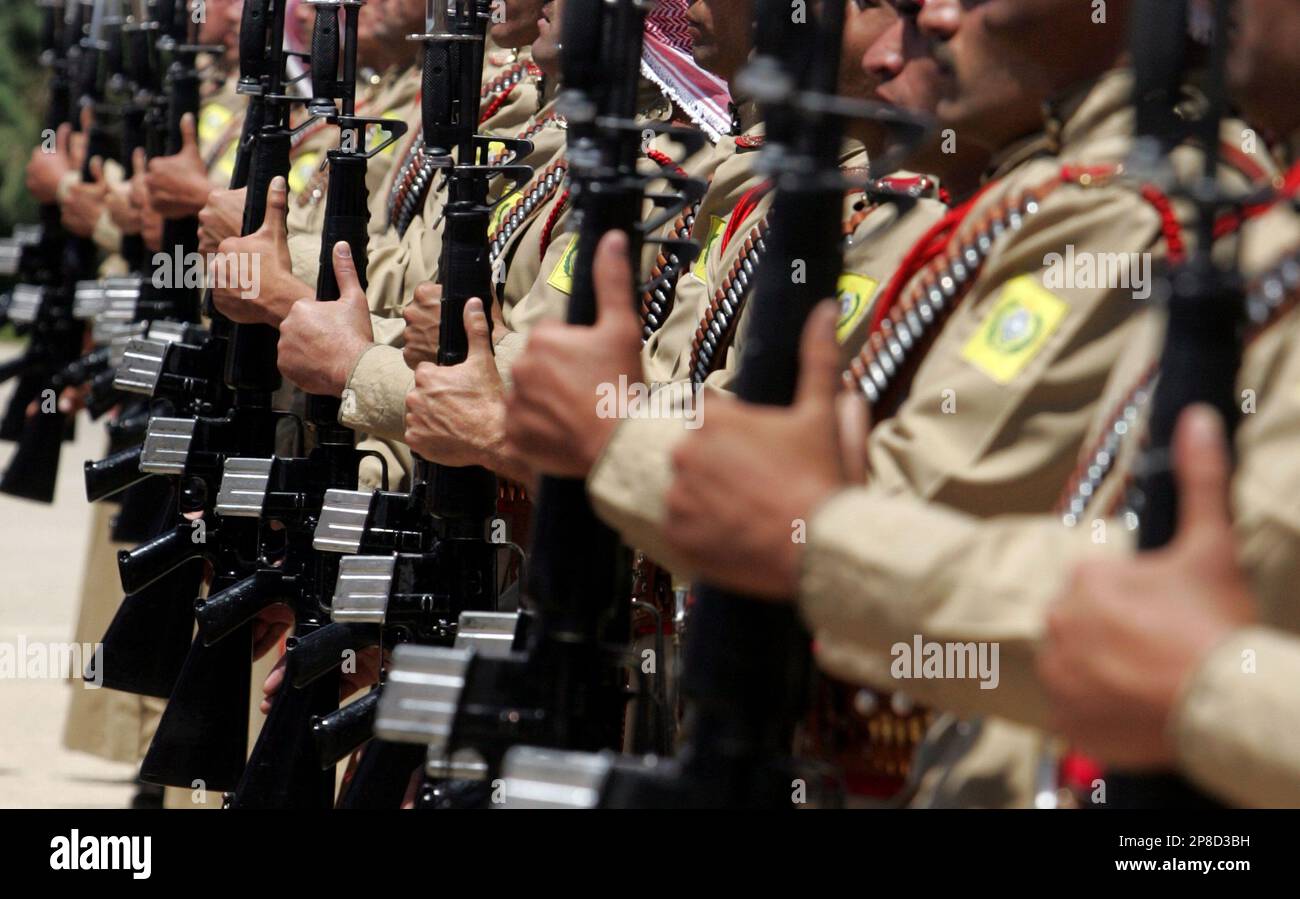 The Jordanian Honor Guard salute the Emir of Qatar, Sheikh Hamad bin ...
