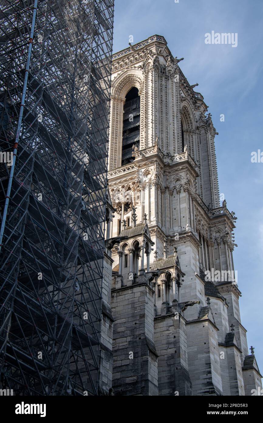 Part Of The Restoration Of Notre Dame Cathedral Following The Fire Of