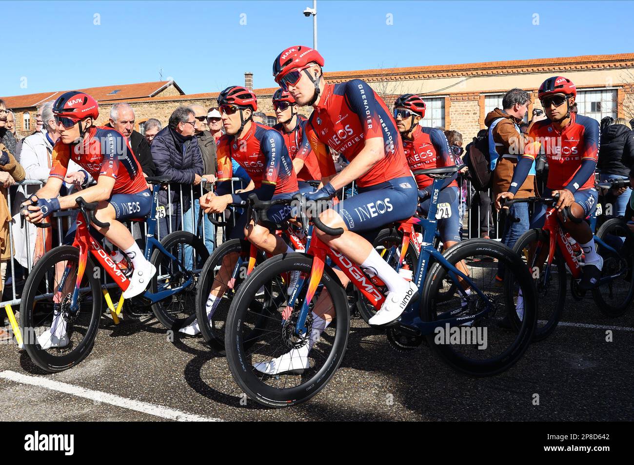 Ineos Grenadiers riders pictured at the start of stage 5 of the 81st ...
