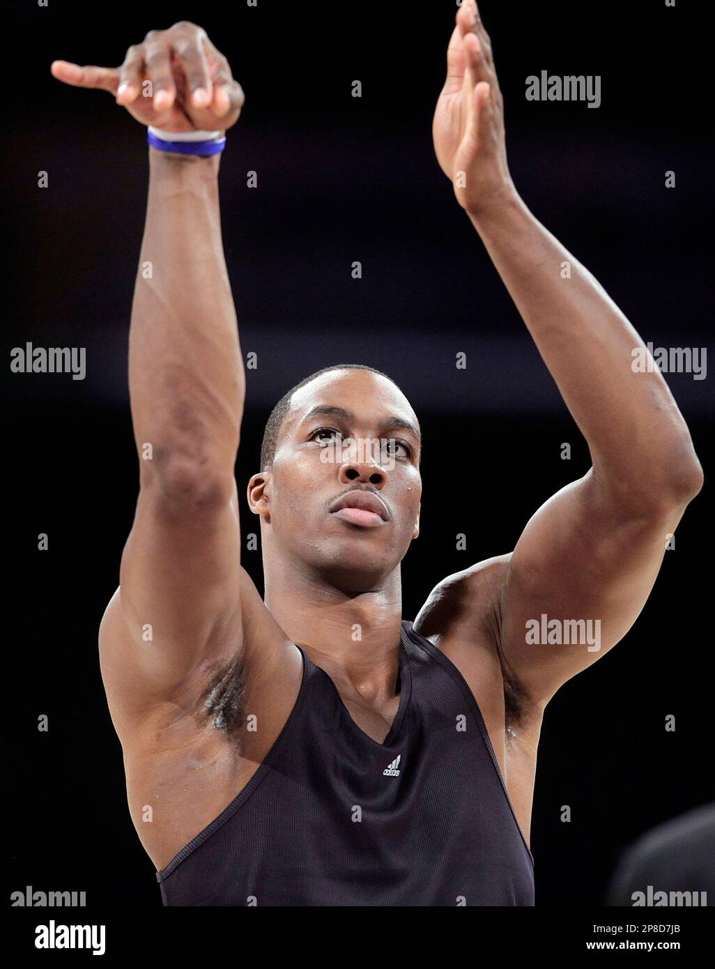 Orlando Magic's Dwight Howard shoots the ball during basketball ...