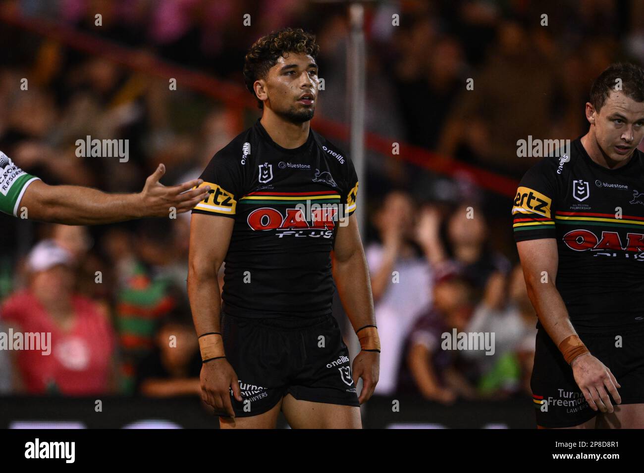 Izack Tago of the Panthers scores a try during the NRL Round 2 match ...
