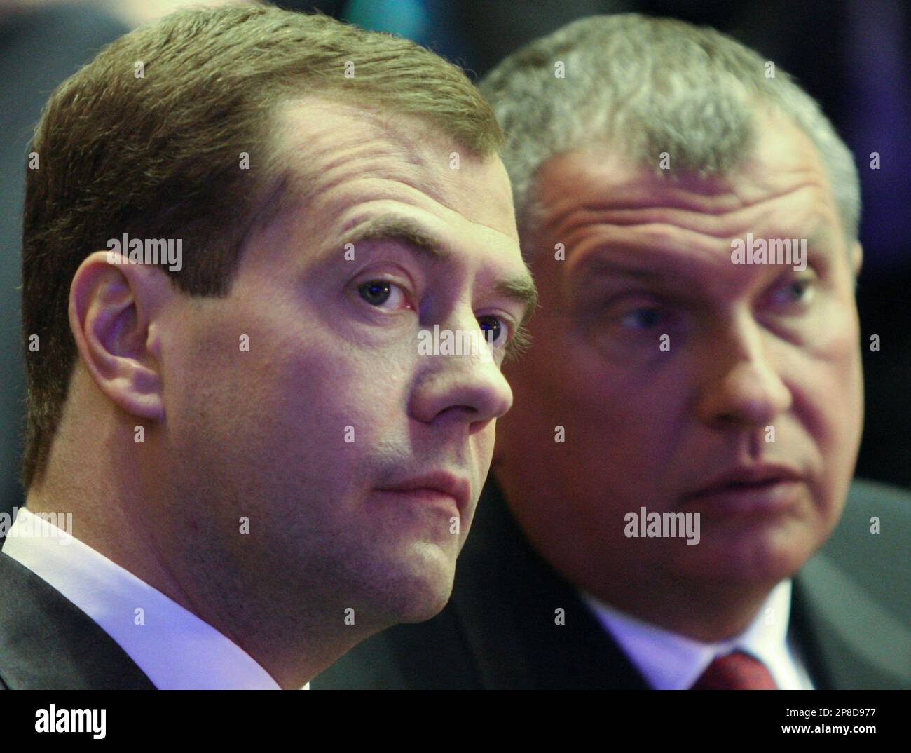 Russian President Dmitry Medvedev, left, and Deputy Prime Minister Igor ...