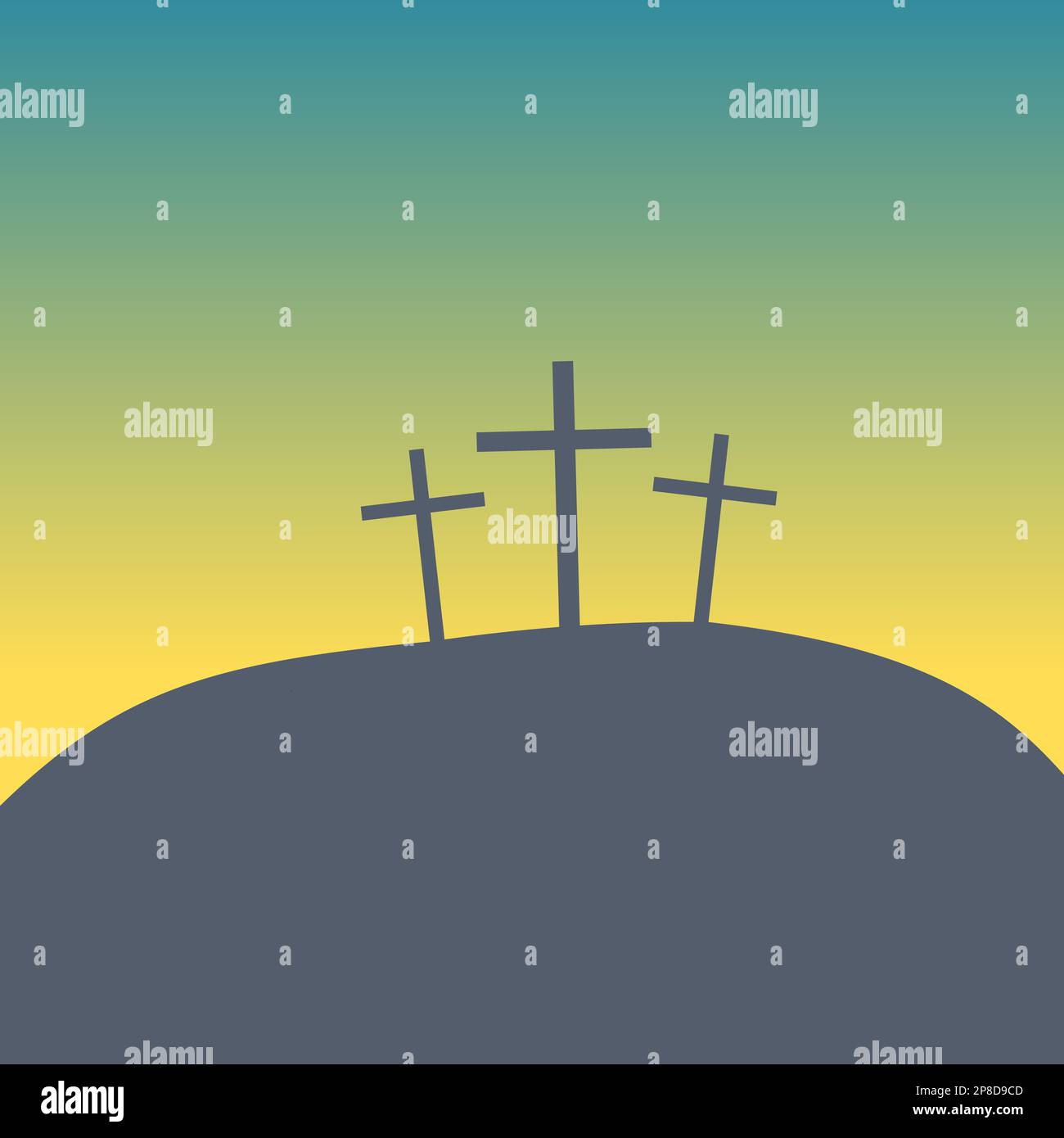 Three crosses on Golgotha Mountain. Easter concept vector illustration ...