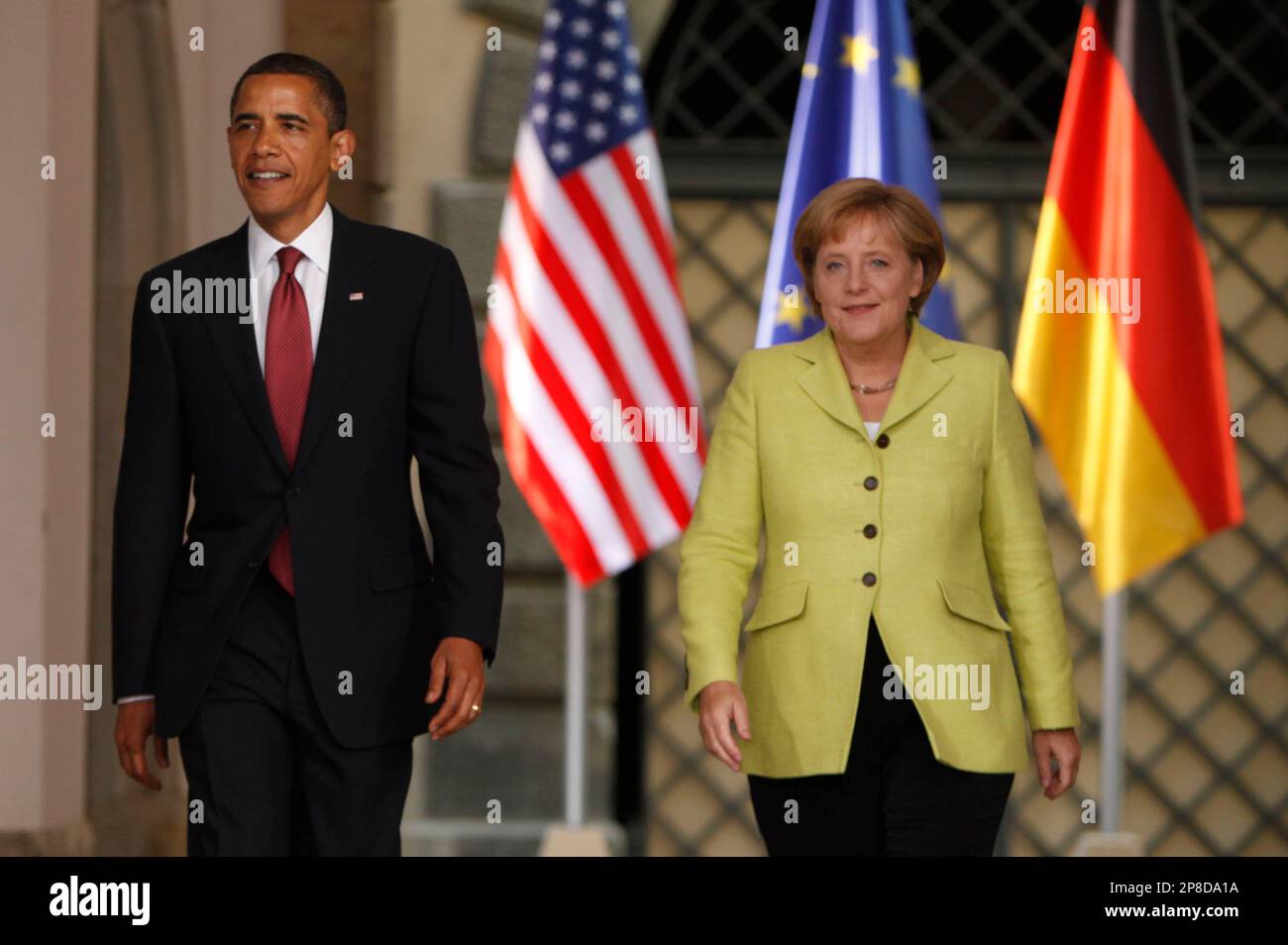 U.S. President Barack Obama, left, and German Chancellor Angela Merkel ...