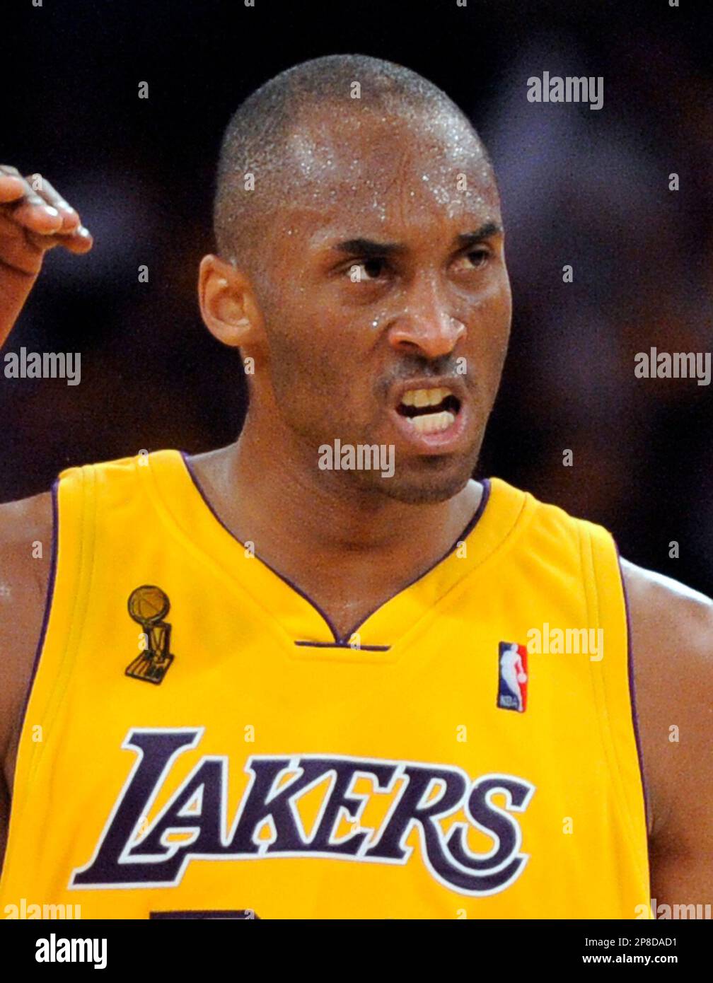 Los Angeles Lakers guard Kobe Bryant (24) reacts during the second half ...