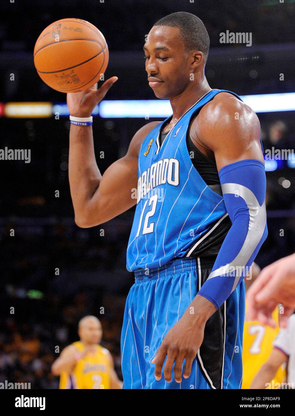 Orlando Magic center Dwight Howard (12) reacts during the second half ...