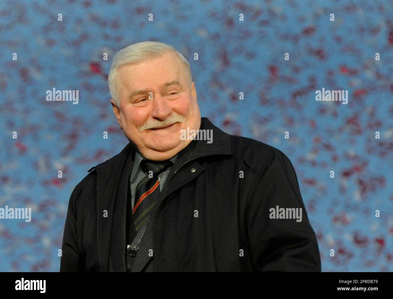 Former Polish President and Solidarity leader Lech Walesa smiles after ...