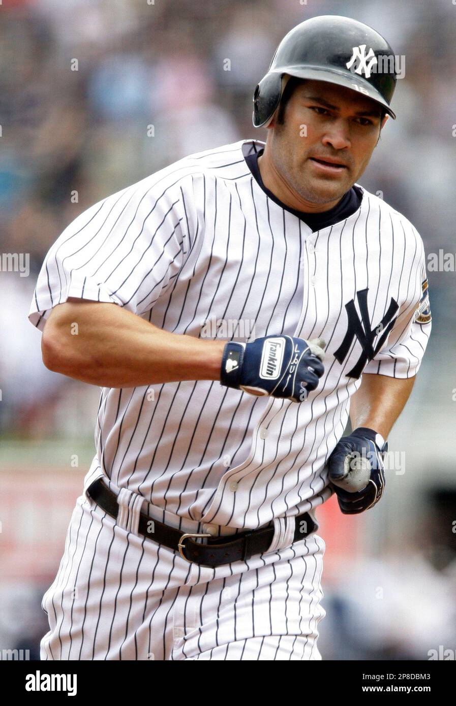 New York Yankees' Johnny Damon runs the bases after hitting a home run ...